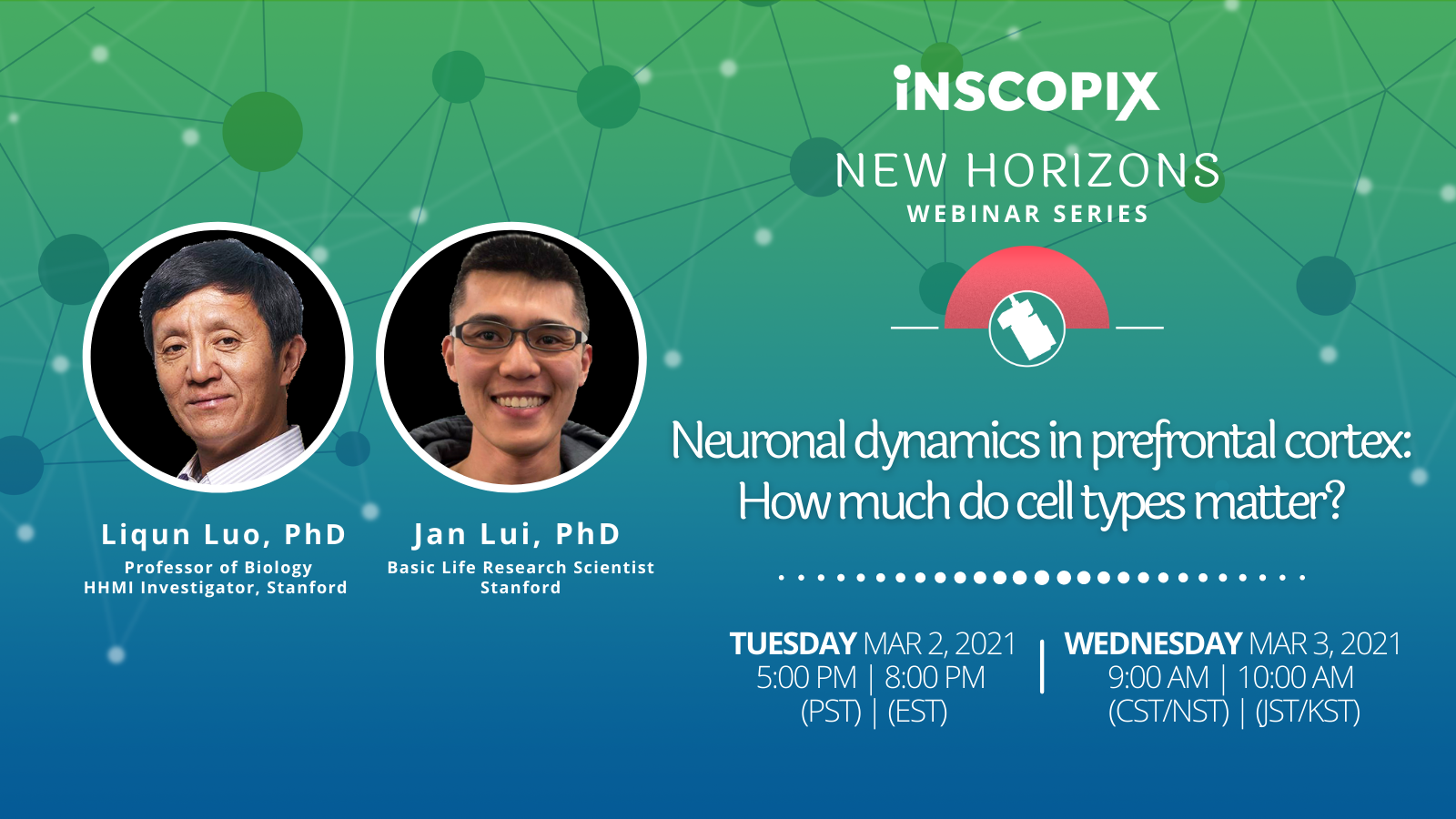 Inscopix NEW HORIZONS VIEW Webinar: Liqun Luo & Jan Lui - Neuronal dynamics in prefontal cortex ...